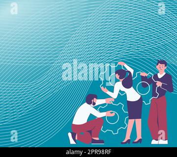 Illustration Of A Group Holding Spur Gear Helping Each For Their Work ...