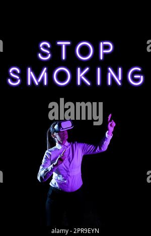 Text showing inspiration Stop Smoking. Business idea Discontinuing or ...