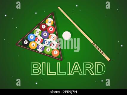 Billiards Game Hand Drawn Cartoon Flat Illustration with Player Pool ...