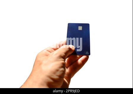 Man pays with a rechargeable credit card Stock Photo - Alamy