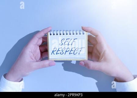 Hand writing sign Self Respect. Business overview Pride and confidence ...