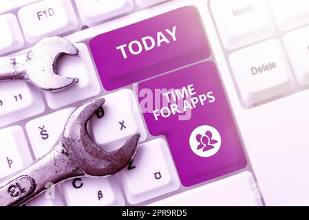 Writing displaying text Time For Apps. Business overview make use of ...