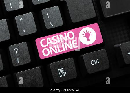Text sign showing Casino Online. Business photo text Computer Poker ...
