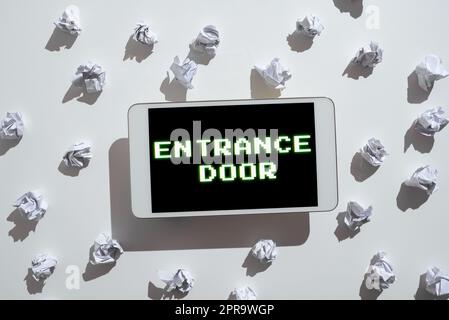 Text caption presenting Entrance Door. Internet Concept Way in Doorway ...