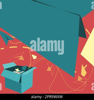 Open Box With Flying Paper Planes Presenting New Free Ideas. Exposed ...