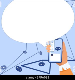 Businessman Holding Mobile Phone With Important Messages And Pointing ...