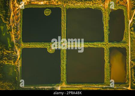 Aerial View Of Retention Basins, Wet Pond, Wet Detention Basin Or ...