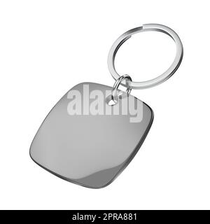 Square plastic keychain isolated on white background Stock Photo - Alamy