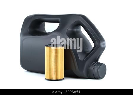 Motor oil containers over a white background. Plastic storage and ...