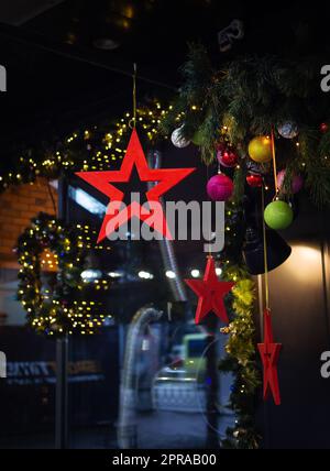 Travel present for New Year. Toy airplane, present box and Christmas ...