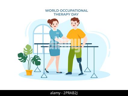 World Occupational Therapy Day Celebration Hand Drawn Cartoon Flat ...
