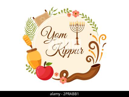 Yom Kippur Celebration Hand Drawn Cartoon Flat Illustration to Day of ...