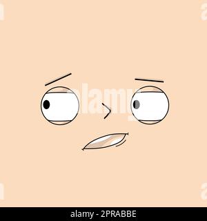 Confused, sad face with expressive emotions - Vector illustration Stock ...