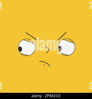 Pensive, sly face with expressive emotions - Vector illustration Stock ...