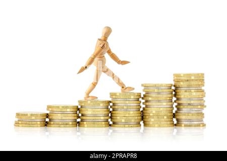 businessman goes up the gold coin, from start to success Stock Photo ...