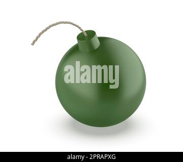 Green bomb with fuse on white background Stock Photo - Alamy