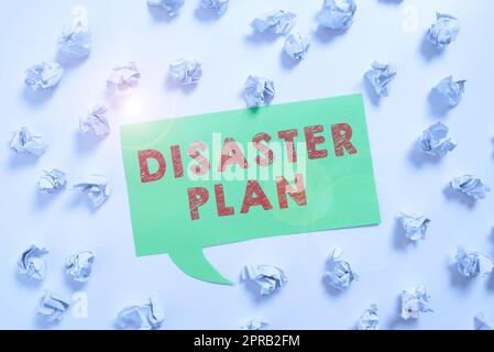 Text sign showing Disaster Plan. Business photo text Respond to ...