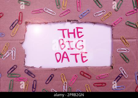 Handwriting text The Big Date. Concept meaning Important day for a ...