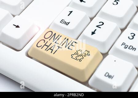 Handwriting text Online Chat. Conceptual photo talking with friend or ...