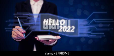 Text sign showing Hello 2022. Business idea Hoping for a greatness to ...