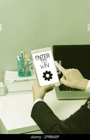 Conceptual caption Enter To Win. Business concept Sweepstakes Trying ...