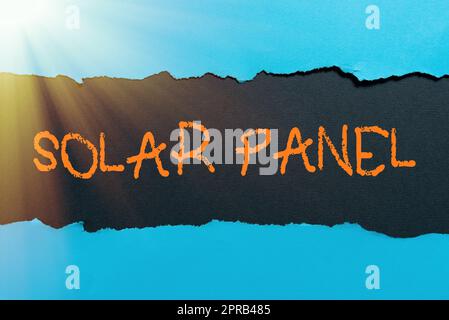 Text sign showing Solar Panel. Business concept designed to absorb suns ...