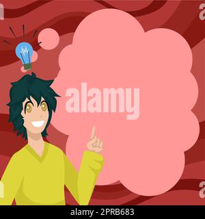 Boy Thinking Important Messages And Presenting Them. Man Reasoning ...