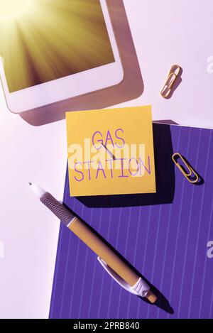 Writing displaying text Gas Station. Business overview for servicing ...