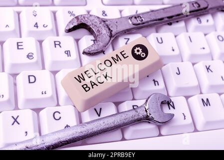 Handwriting text Welcome Back, Word for Warm Greetings Arrived Repeat ...