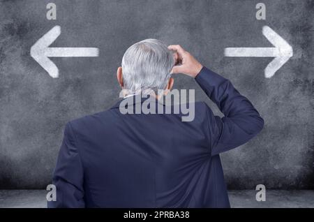 confused old man scratching head and thinking of ways to solve ...