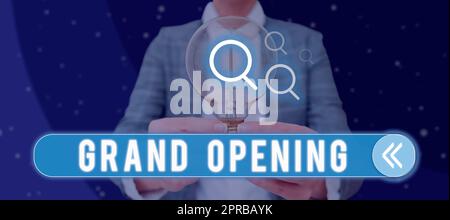Conceptual caption Grand Opening. Concept meaning Ribbon Cutting New ...
