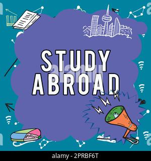 Hand writing sign Study Abroad. Business idea Pursuing educational ...