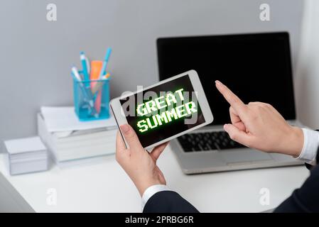 Text sign showing Great Summer. Business idea Having Fun Good Sunshine ...