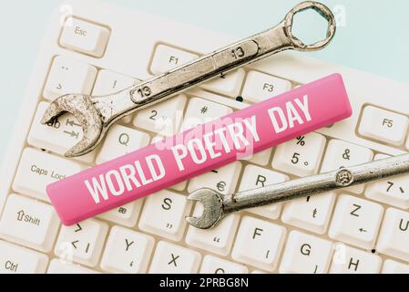 Text showing inspiration World Poetry Day, Concept meaning Worldwide ...