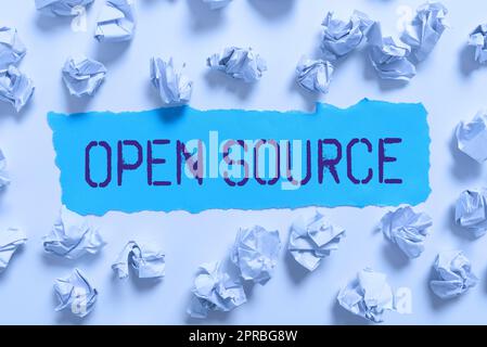 Handwriting text Open Source. Business showcase denoting software which ...