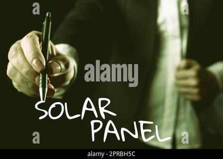 Handwriting text Solar Panel. Business showcase designed to absorb suns rays source of energy ...