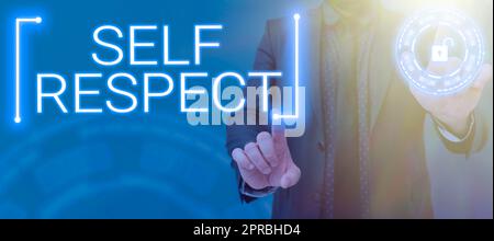 Text caption presenting Self Respect. Business concept Pride and ...