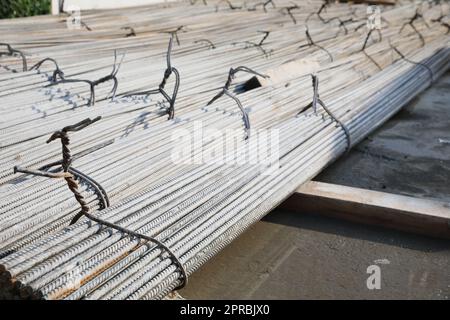 Many steel reinforcing bars on construction site Stock Photo - Alamy