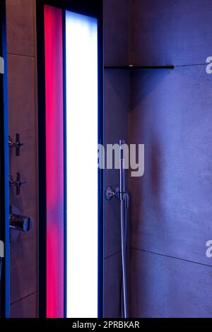Modern shower with Infrared spectrum, UV light and flowing water Stock ...