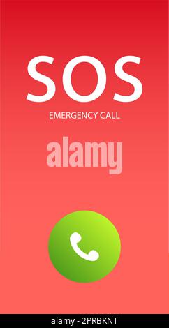 Emergency call SOS on smartphone screen, illustration Stock Photo - Alamy