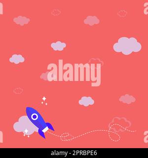 Rocket Ship Launching Fast Straight Up To The Outer Space Stock Vector ...