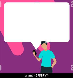 Presenter With Conversation Bubble Showing New Announcement. Colleague ...