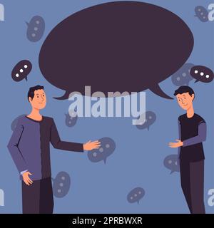 Two Colleagues Standing Discussing New Ideas With Speech Bubble ...