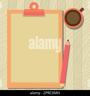 Illustration Of Large Pencil On Top Of Table Beside The Big Blank ...