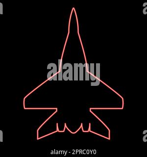 Neon fighter plane Military fighter airplane red color vector ...