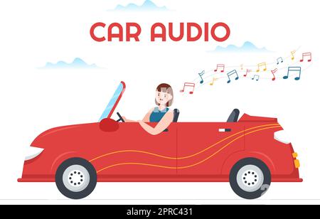 Driving a Car Listening to Music with Loud Speakers or Sound System in ...