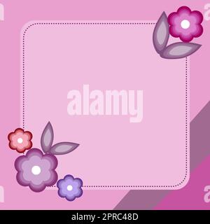 Blank Frame Decorated With Abstract Modernized Forms Flowers And ...