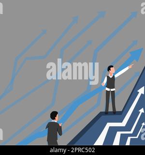 Arrows Guiding Two Collaborating Businessmen Towards Better Financial ...