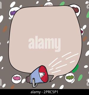 Poster decorated with speech symbols on edges representing speaker ...