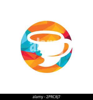 Coffee cup with women face logo vector. Coffee shop logo design Stock ...